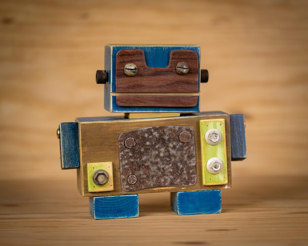 Artbot "archie" - Wooden Robot, Unique Gift, Handmade, Upcycle, Desk ...