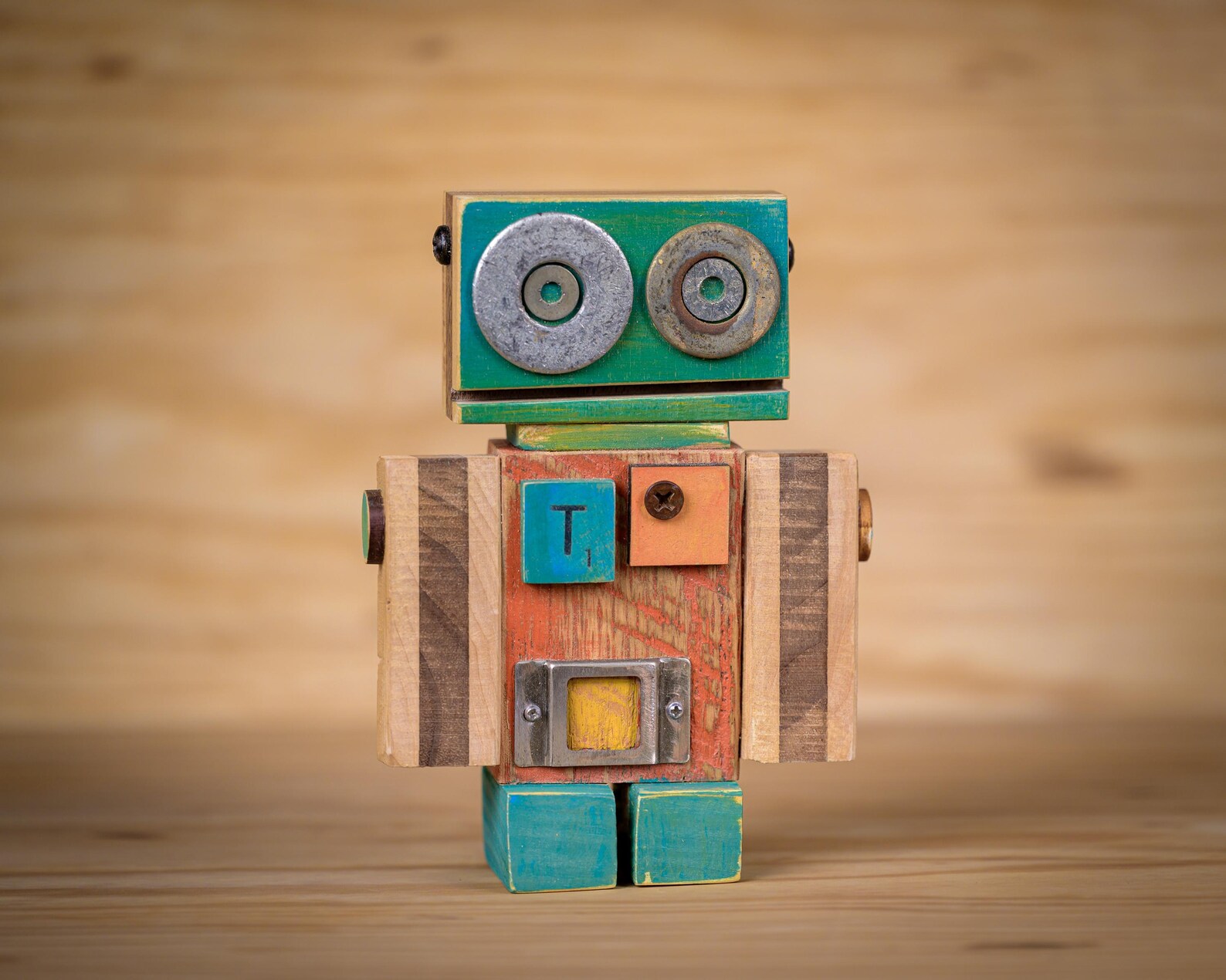 Artbot tank Wooden Robot, Unique Gift, Handmade, Upcycle, Desk ...