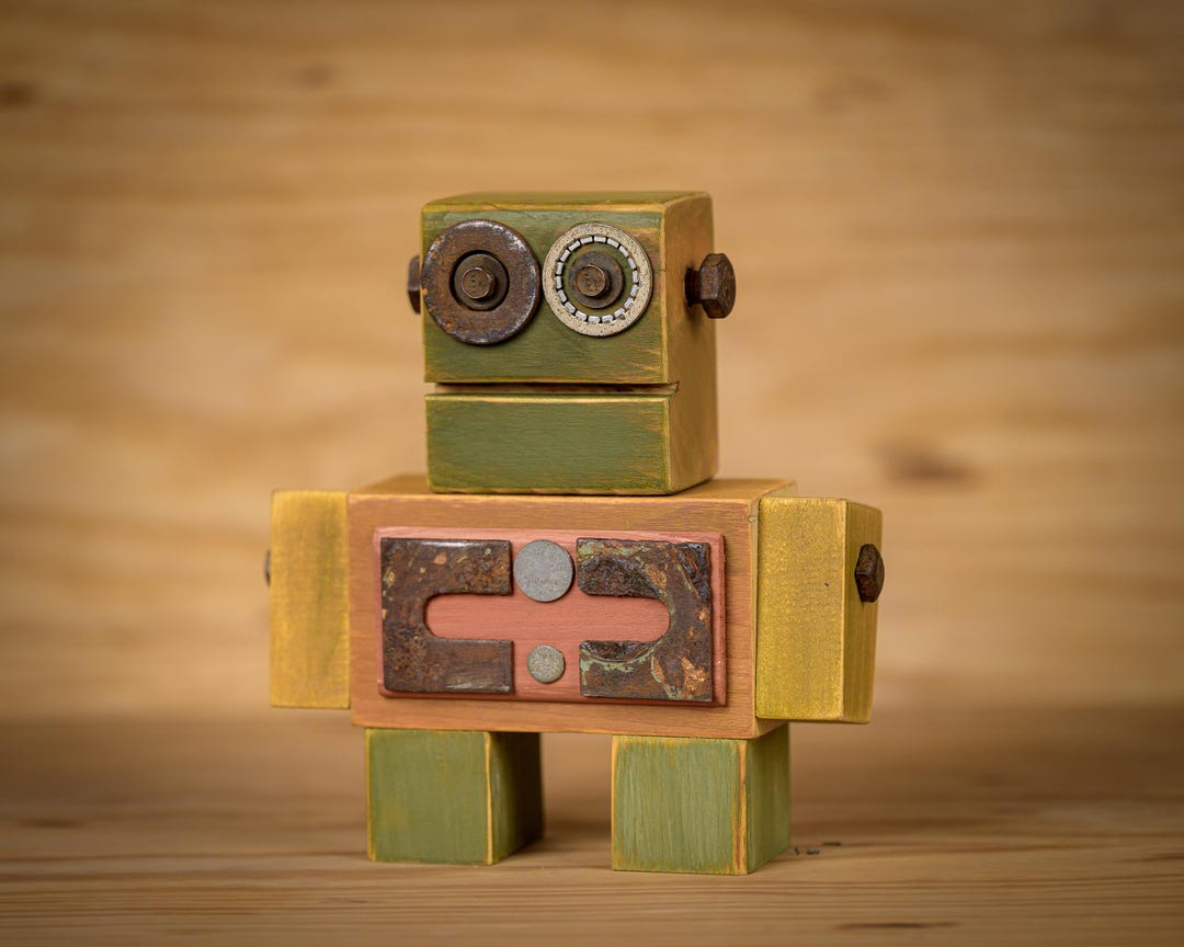 Artbot "morty" - Wooden Robot, Unique Gift, Handmade, Upcycle, Desk ...