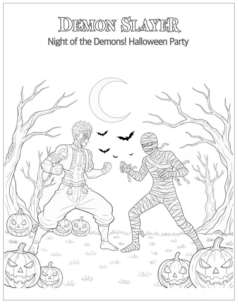Demon Slayer Halloween Coloring Pages – Anime Costume Edition (20 ...