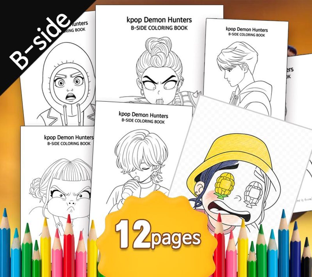 Kpop Demon Hunters Coloring Book – B-side Fan Art (12 A4 Pages) (eco ...