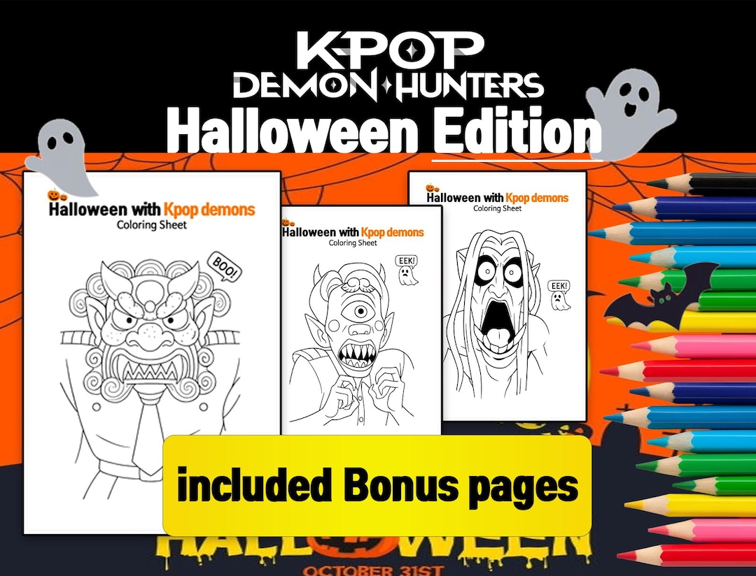 K-pop Demon Hunters Halloween Coloring Pages | Kids Activity (printable ...