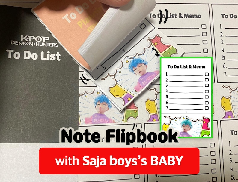 Kpop Demon Hunters Baby Flipbook Notebook, To-do List (printable) - Etsy UK