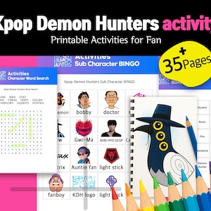 K-pop Demon Hunters Activity Pack – Bingo + Word Search + Coloring Book ...