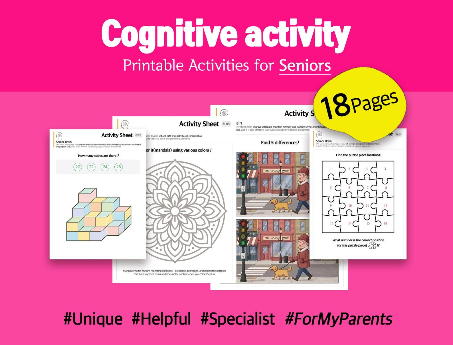 Senior Brain Activity Workbook – Dementia Prevention & Cognitive ...