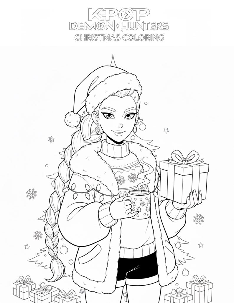 Christmas Costumes Kpop Demon Hunters Edition Colouring Pages – 11 ...