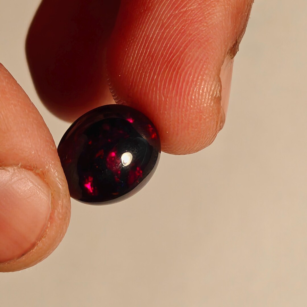Ethiopian Black Opal Cabochon, Smoked Gemstone, Jewelry Making (3.00 ...