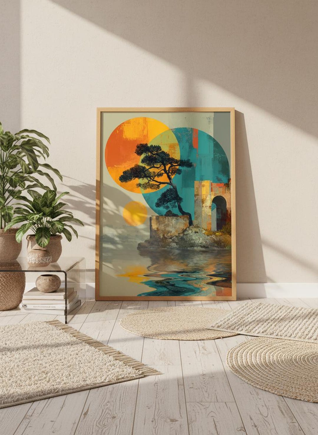 Abstract Landscape Art Print, Modern Nature Illustration, Geometric ...