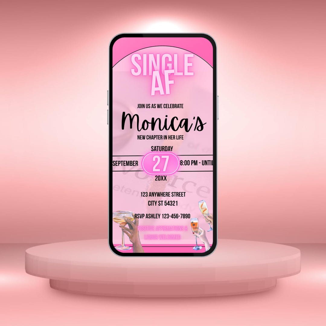 Hot Pink Single AF Divorce Party Invitation - Etsy