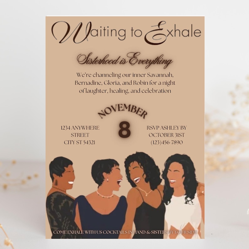 Waiting to Exhale Inspired Sisterhood Invitation | Girls Night Digital ...