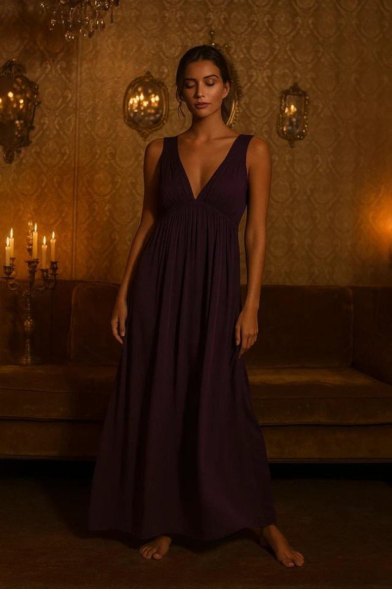 Romantic Sleeveless Cotton Nightgown – Sheer & Flowy With Deep Back - Etsy