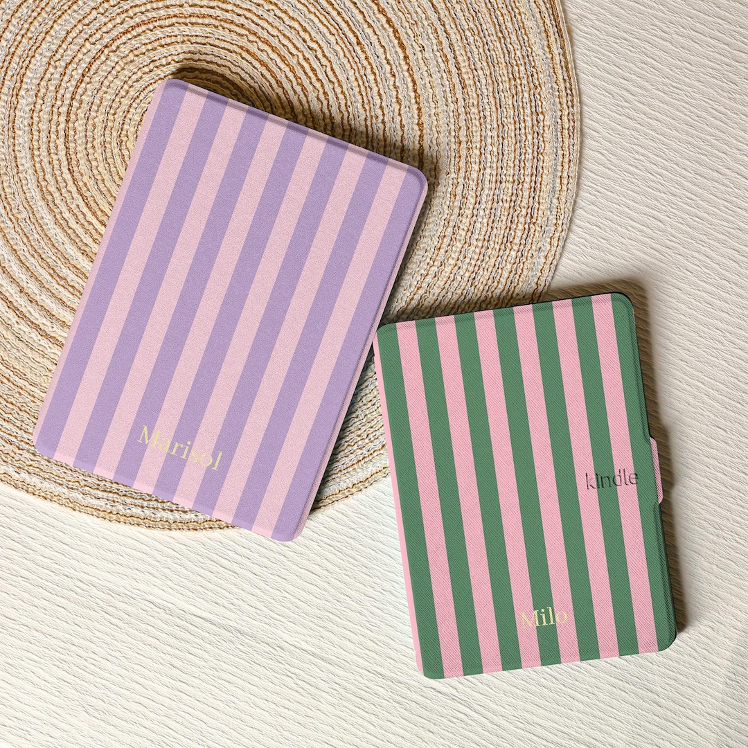 Personalized Striped Kindle Case With Name, Detachable Paperwhite 11th ...