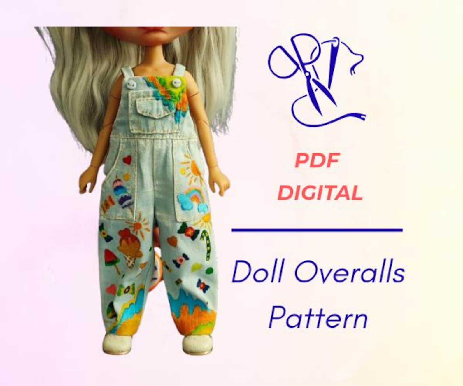 PDF Sewing Pattern Overalls for Fashion Doll Body Clothes for Blythe ...