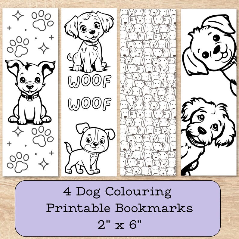 Dog Colouring Bookmarks – Printable Set of 4 | Craft for Kids & Adults ...