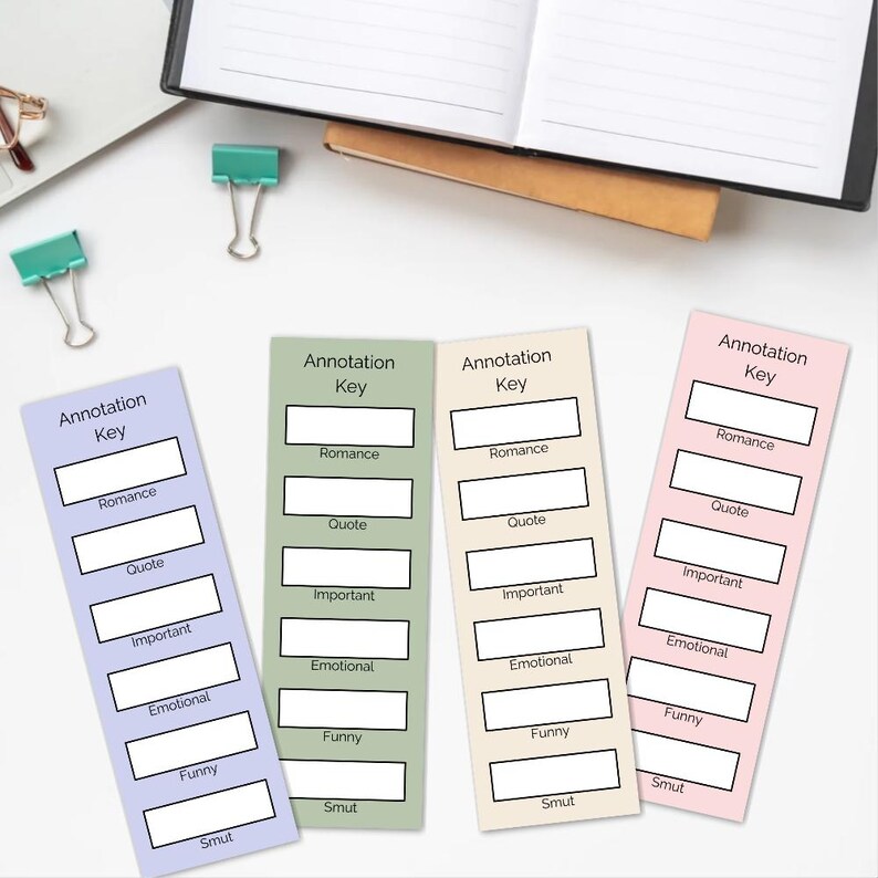 Annotation Key Printable Bookmarks – 4 Colours | Digital Download - Etsy