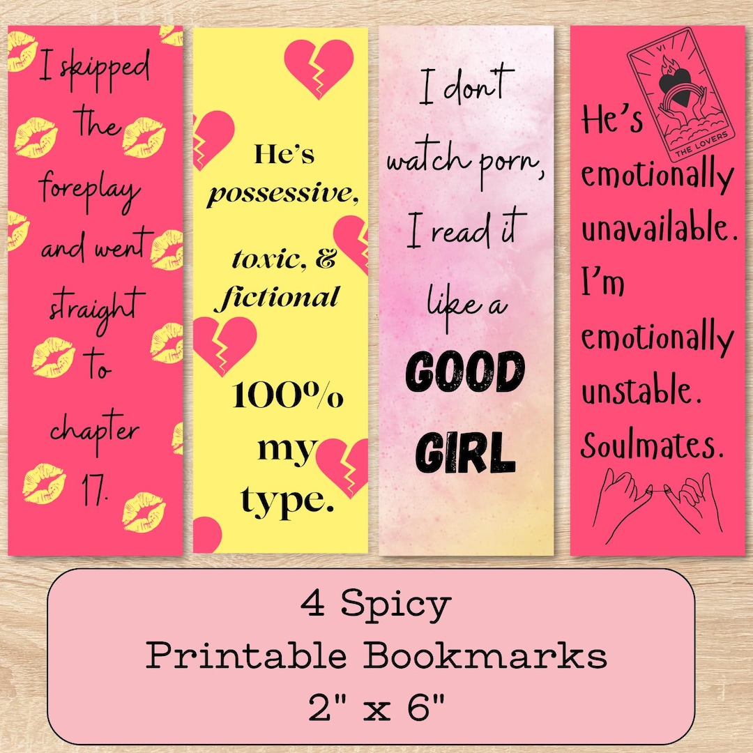 Spicy Romance Bookmarks – Sassy Printable Quotes for Readers | 4 Bold ...