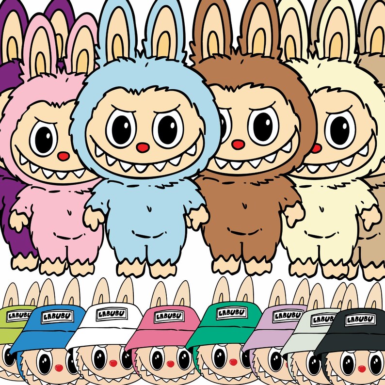 Labubu Clipart SVG Bundle: Colorful Cartoon Dolls (digital Download) - Etsy