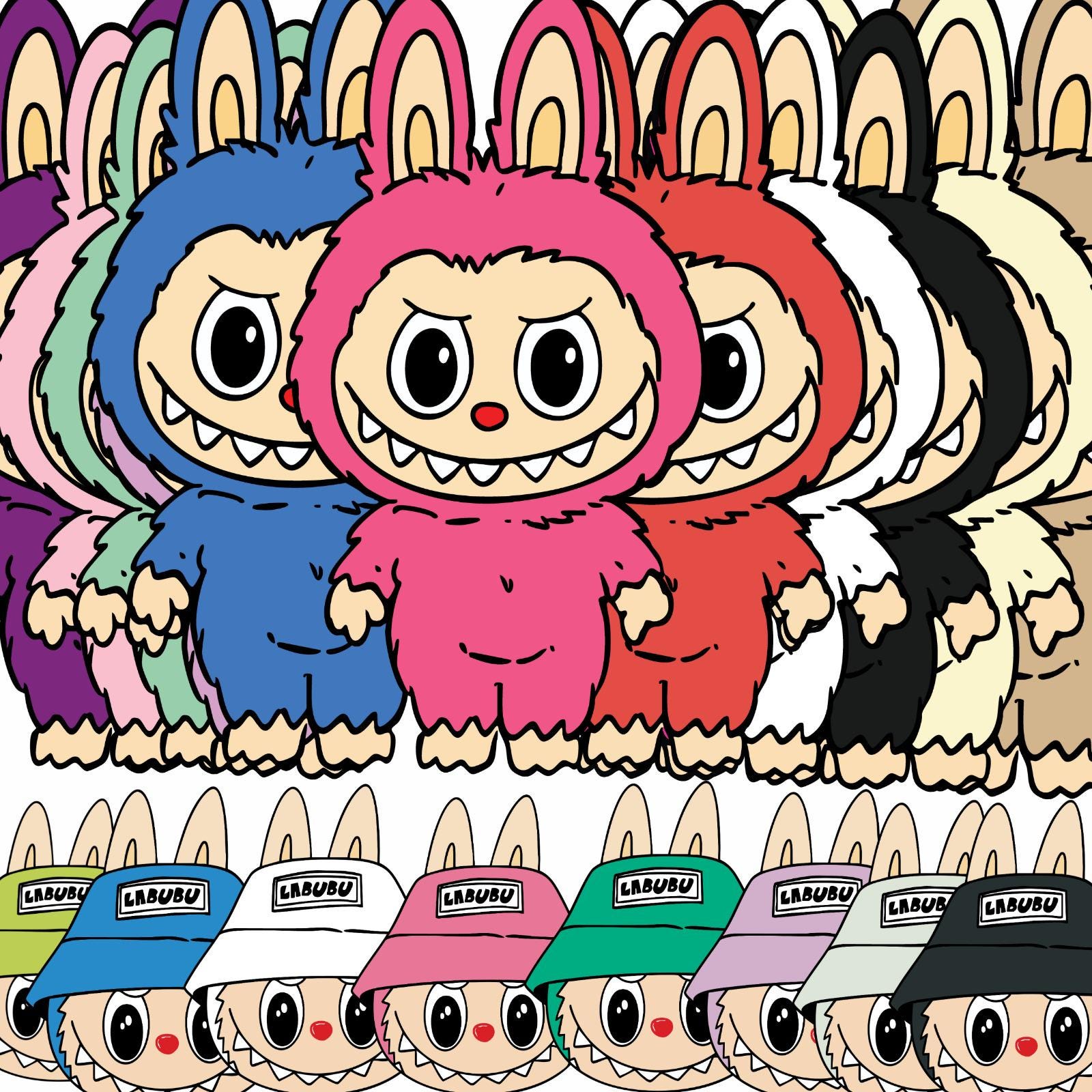Labubu Clipart SVG Bundle: Colorful Cartoon Dolls (digital Download) - Etsy