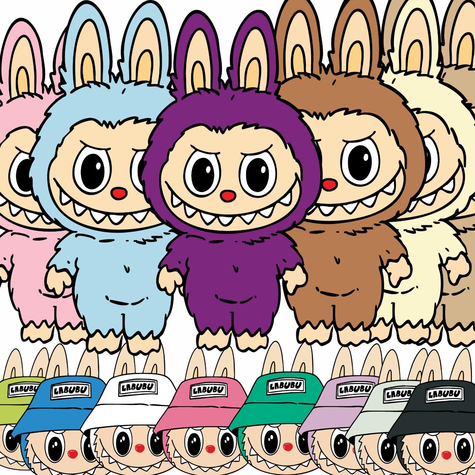 Labubu Clipart SVG Bundle: Colorful Cartoon Dolls (digital Download) - Etsy