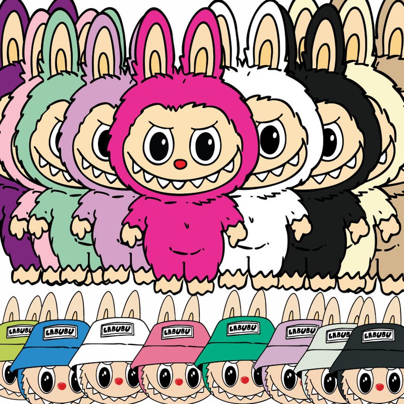 Labubu Clipart SVG Bundle: Colorful Cartoon Dolls (digital Download) - Etsy