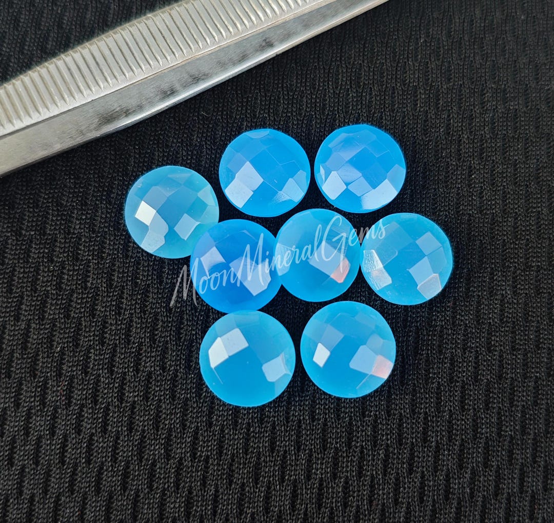 Natural Blue Chalcedony Round Shape Checker Cut Briolette Earring Pair ...