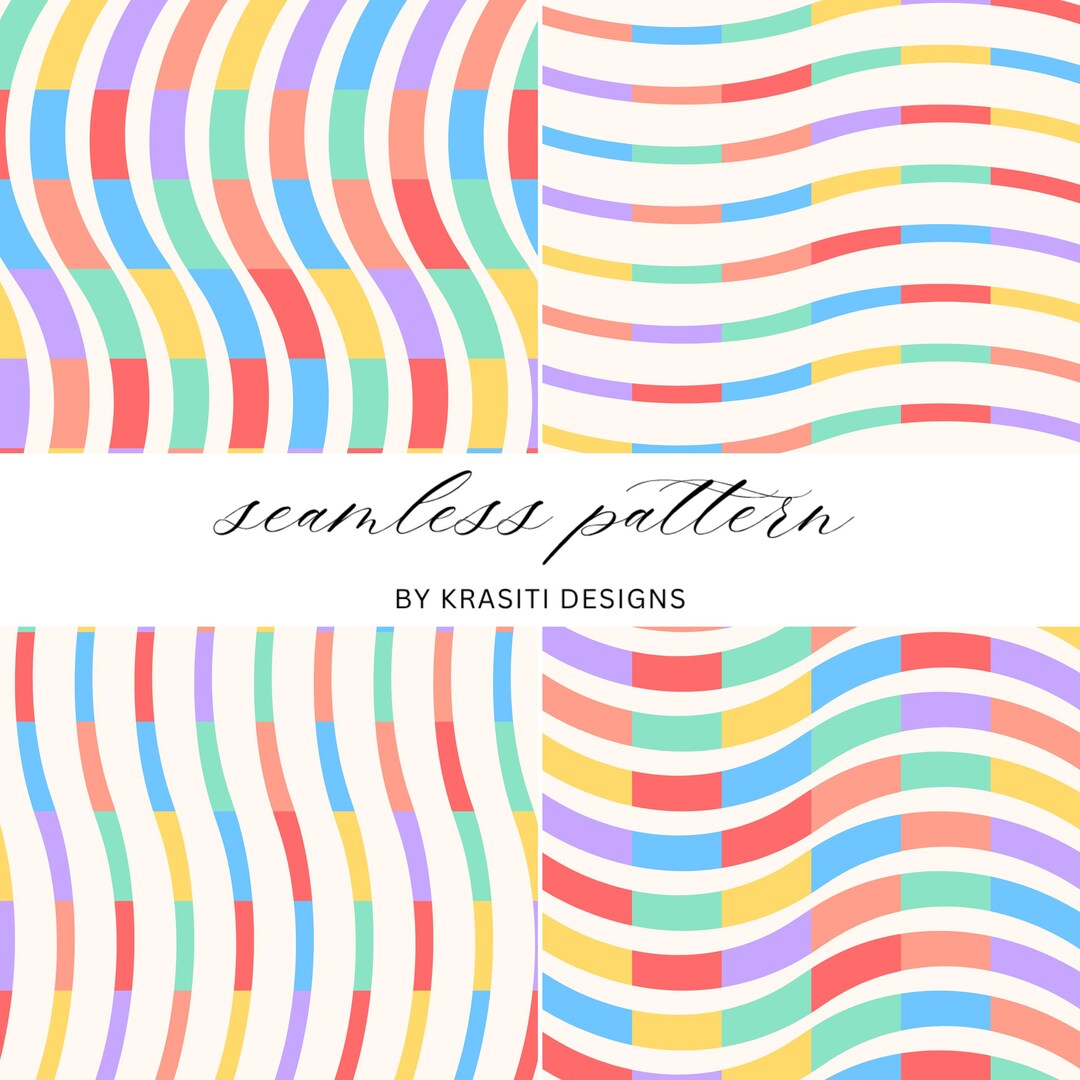 Pastel Rainbow Seamless Pattern Bundle, Kids Digital Paper Pack ...