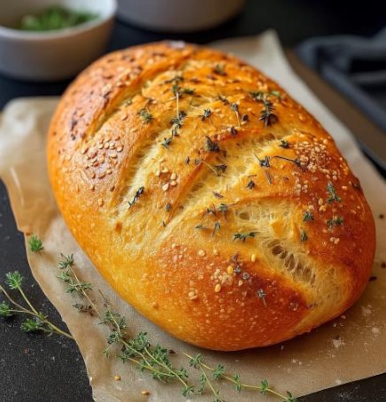 Lazy No-knead Garlic Bread Recipe: Easy Dinner, Party Side (digital ...