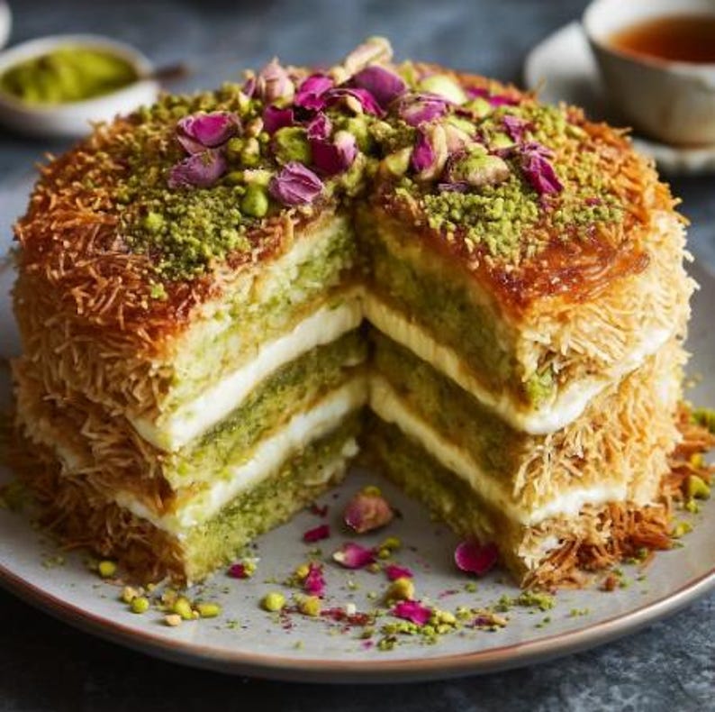 Pistachio Knafeh Layer Cake Recipe (digital Download) - Etsy
