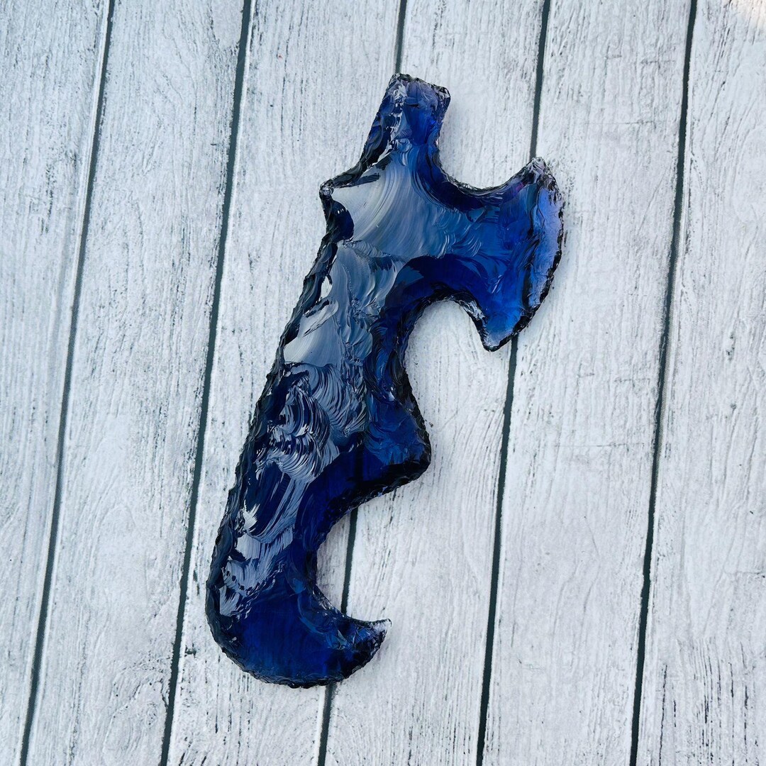 Handmade Purple Glass Axe Flint Stone Axe, Crystal Blade, Unique Home ...