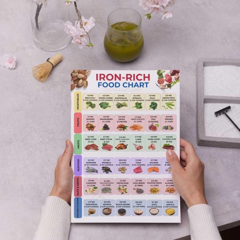 Iron-rich Foods Chart, High Iron Food List Printable, Anemia Food Chart ...
