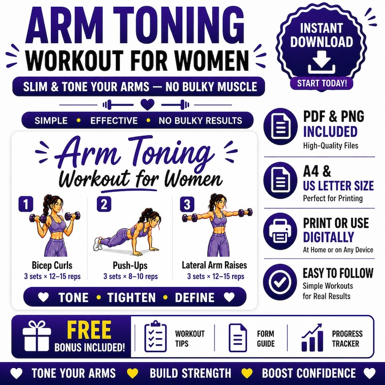 Arm Workout for Women | Arm Dumbbell Exercise Chart PDF | Illustrated ...