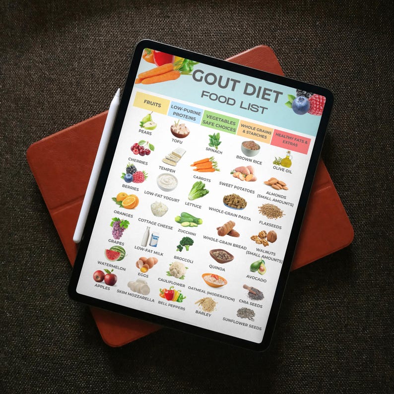 Gout Diet Food Chart, Gout Diet Food List Printable, Gout-friendly ...
