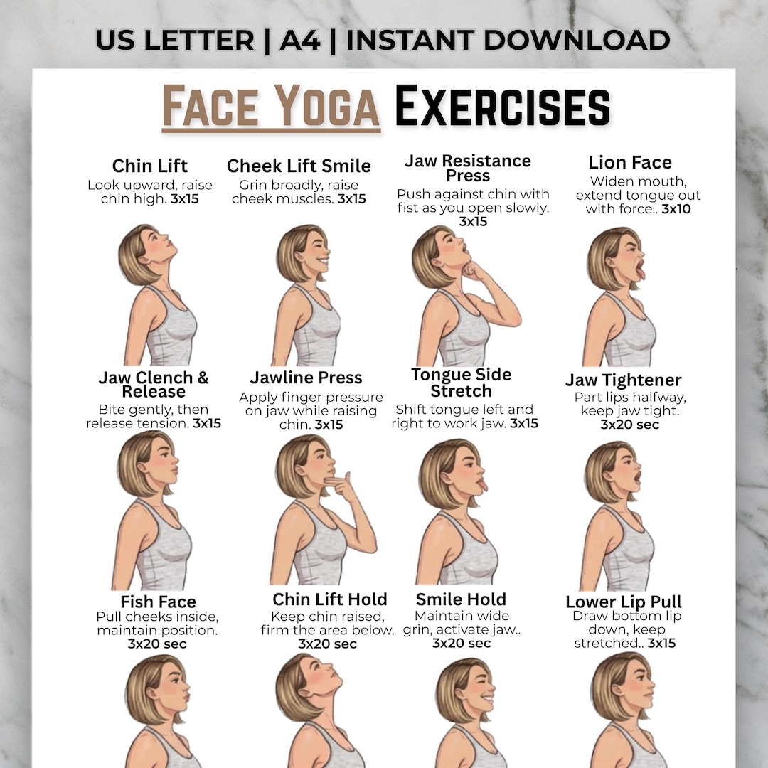 Jawline & Double Chin Exercises, Face Exercises for Jaw and Neck, Chin ...