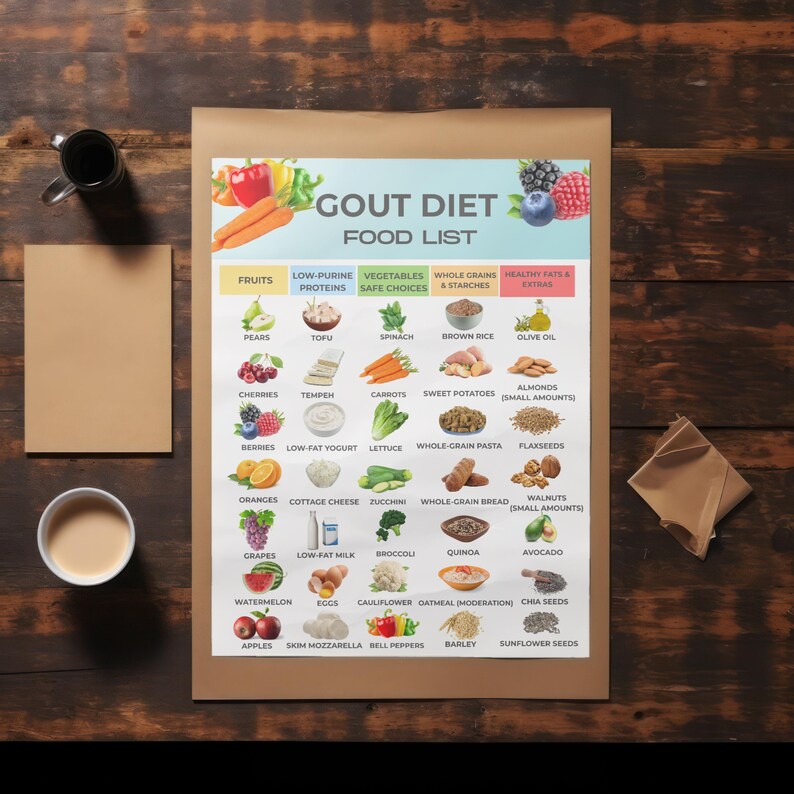 Gout Diet Food Chart, Gout Diet Food List Printable, Gout-friendly ...
