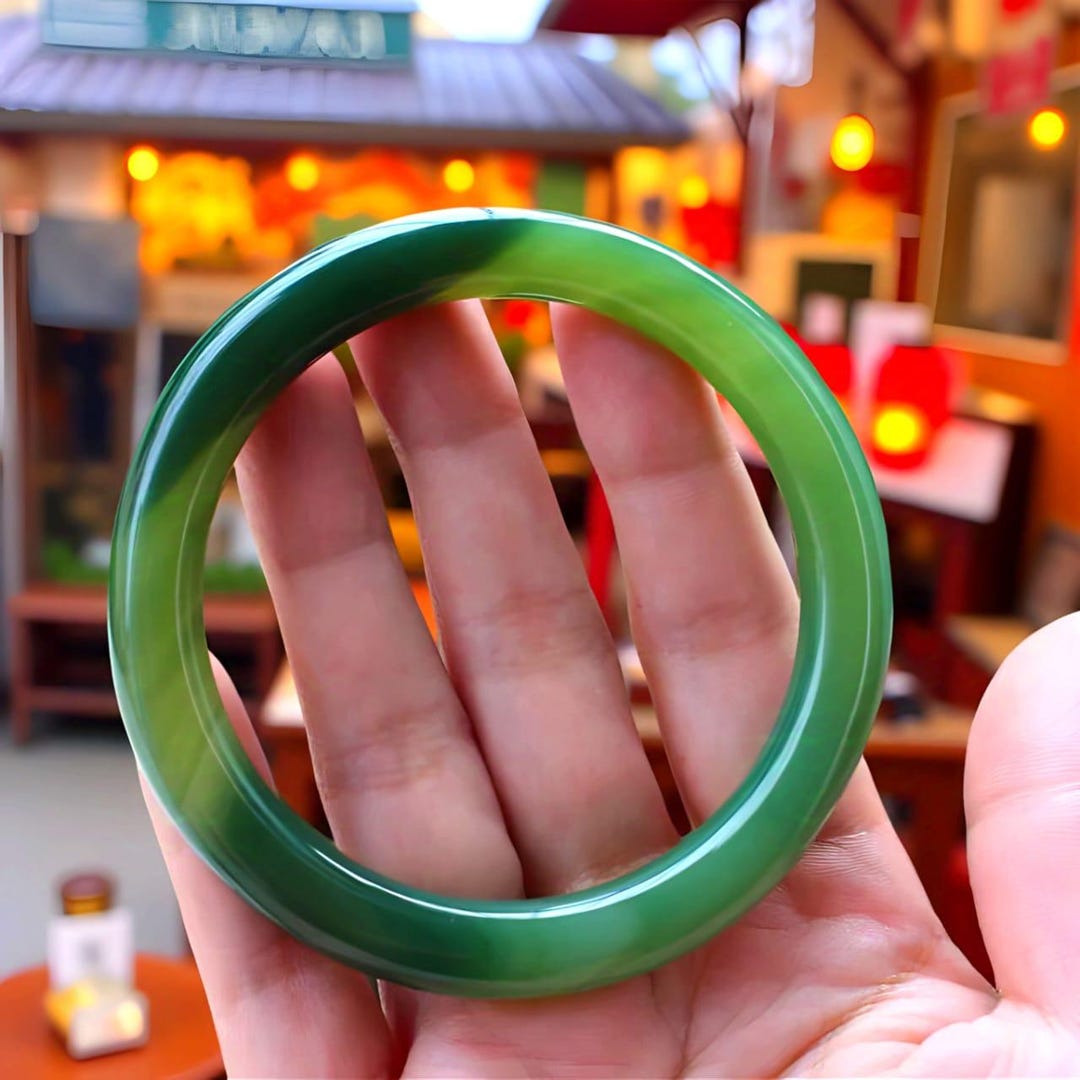 Natural Dark Green Jade Bangle|solid Jade Spinach Green Gemstone Bangle ...