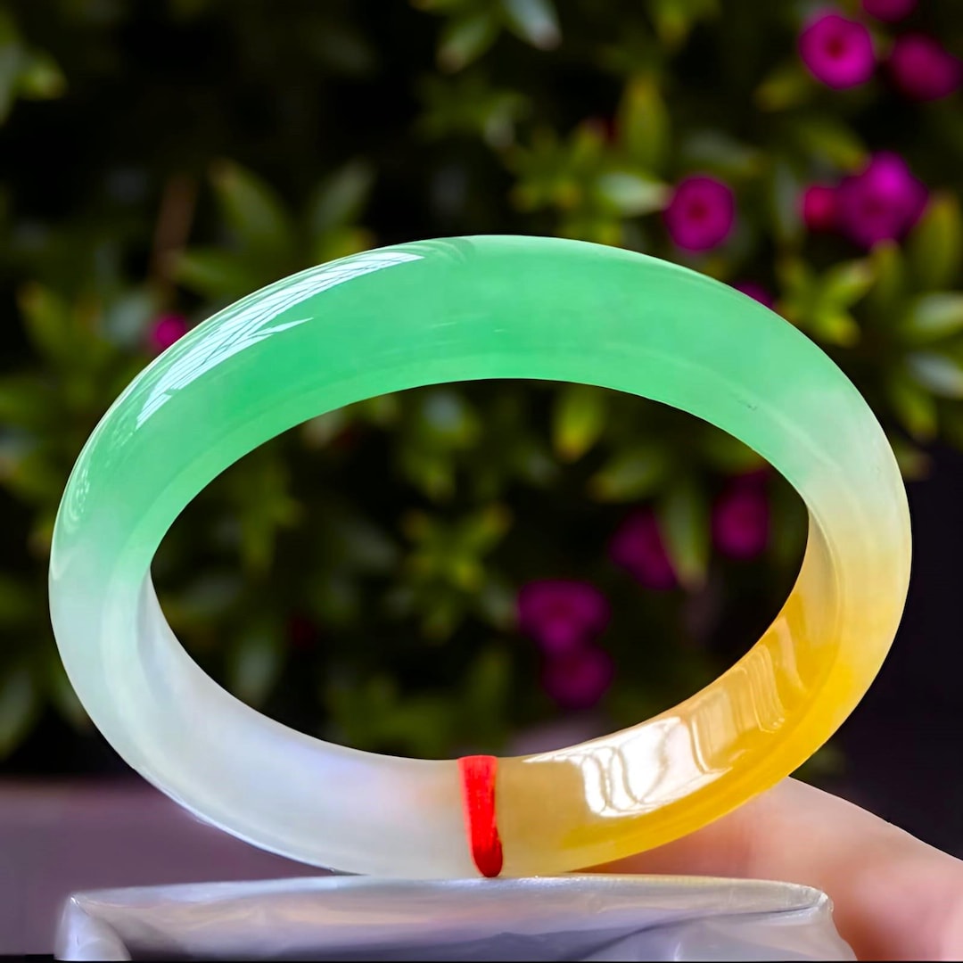 Real Three Color Jade Gemstone Handmade Unisex Bangle|jade Yellow ...