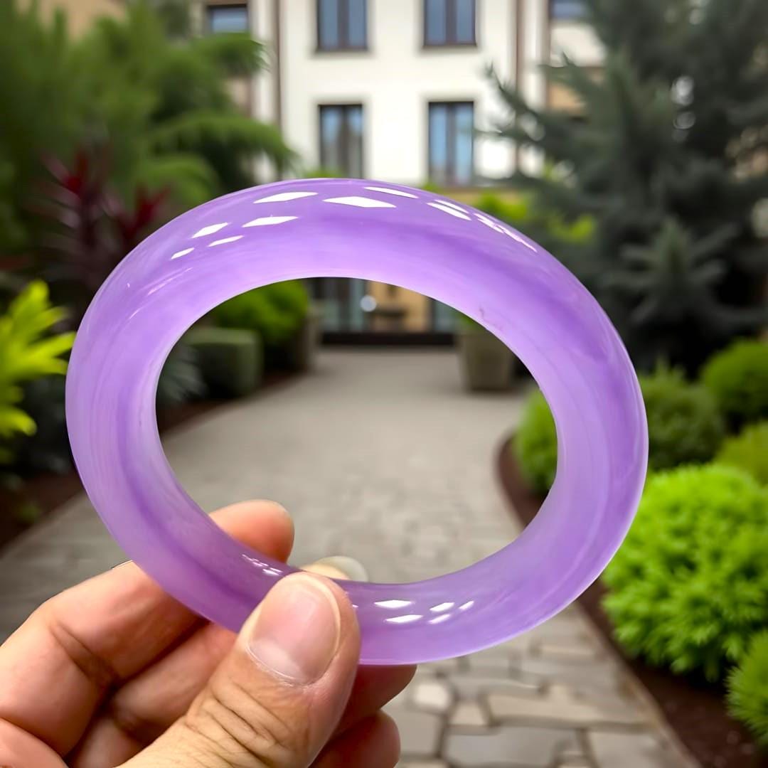 Natural Lavender Ice Unisex Jade Bangle|purple Jade Gemstone Bangle ...