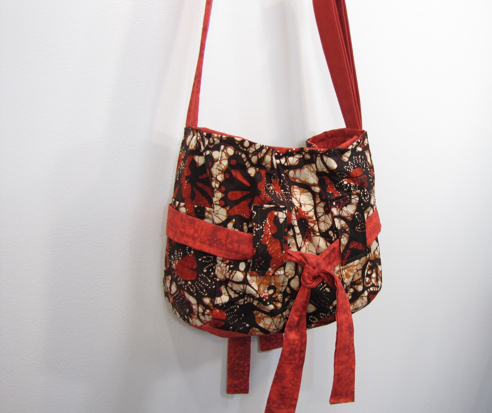 Red Batik Crossbody Sash Bag - Etsy