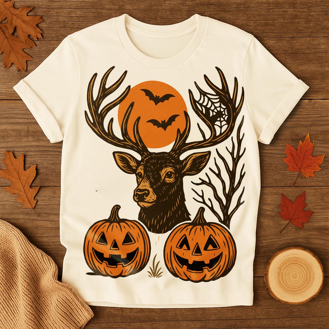 Halloween Deer SVG, Spooky Stag With Pumpkins Clipart (digital Download ...