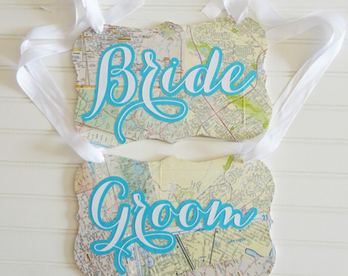 Bride and Groom Signs Sweetheart Table Travel Theme Maps - Etsy