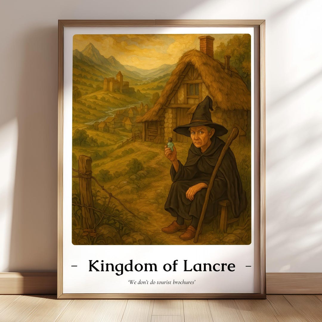 Lancre Discworld Poster | Granny Weatherwax Cottage | Terry Pratchett ...