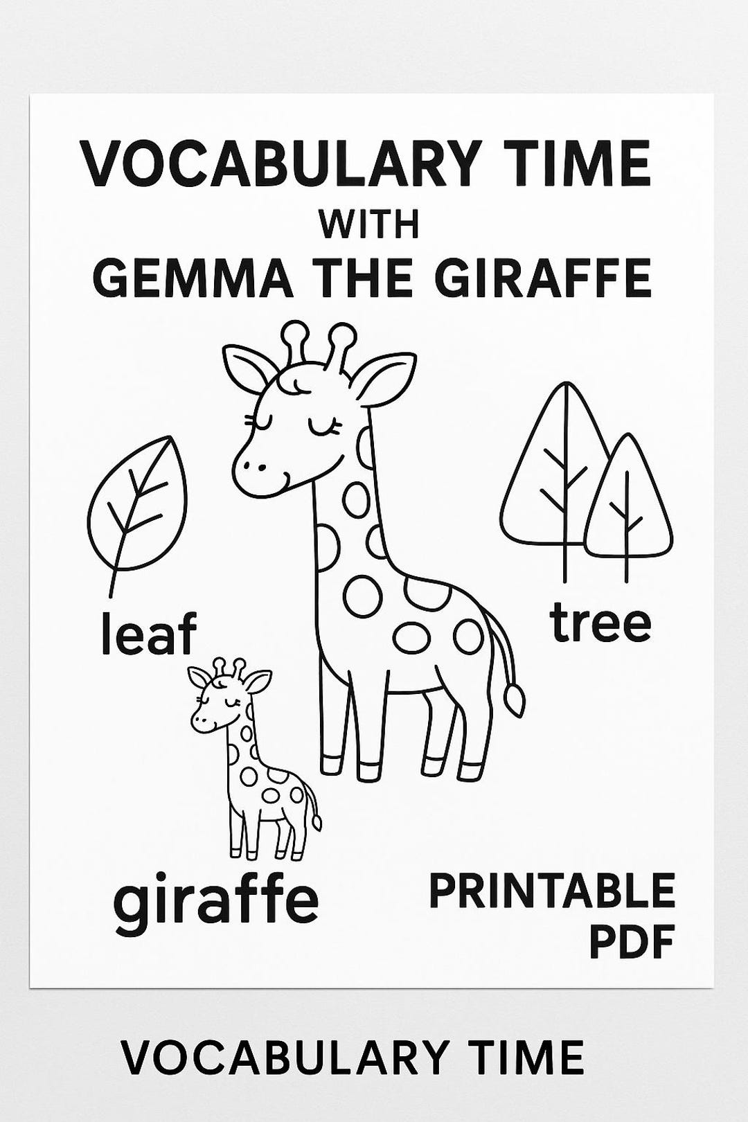 Gemma the Giraffe Vocabulary Worksheet | Jungle Animals Printable (PDF ...