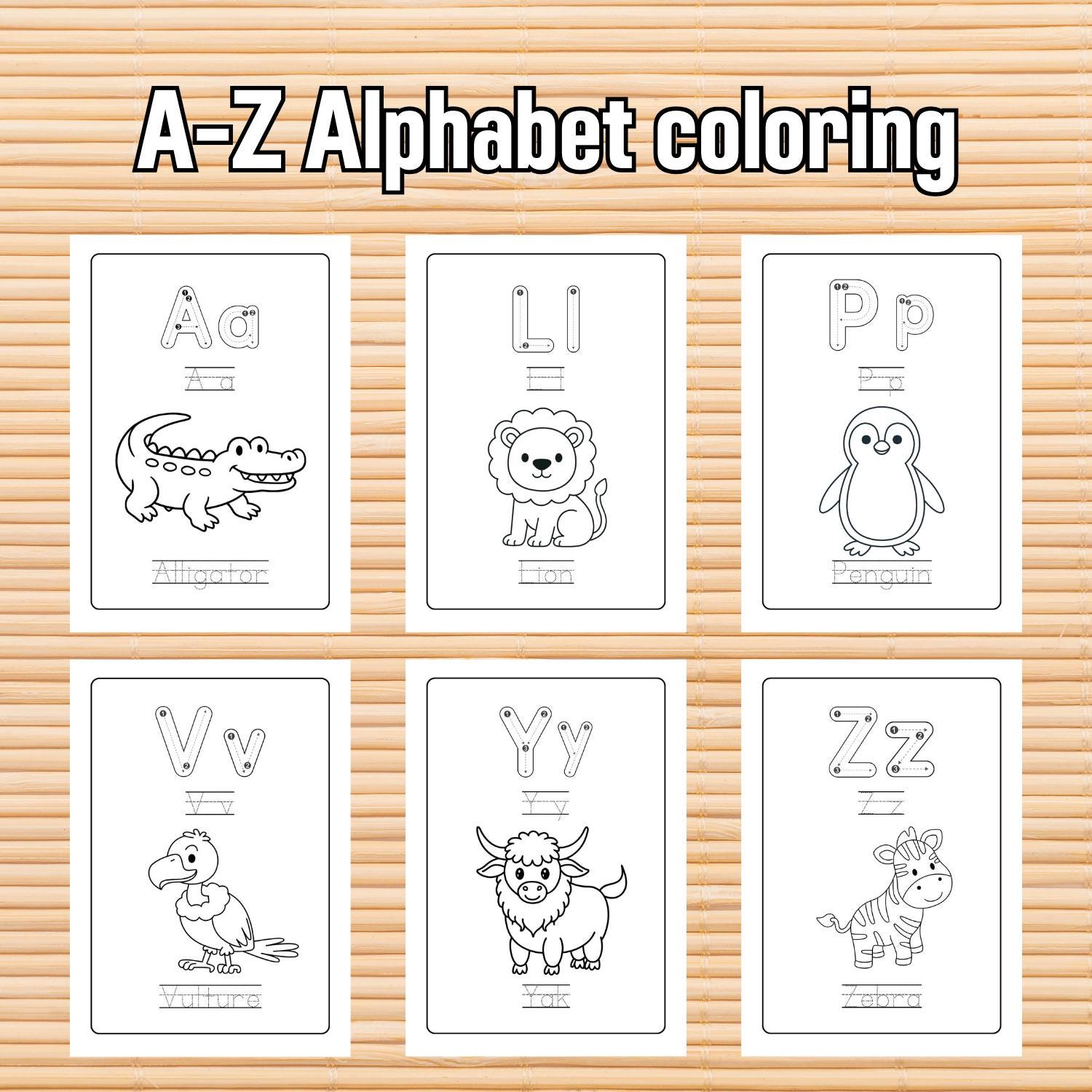 Animal Alphabet Tracing and Coloring Book | A-Z Worksheets for Kids ...