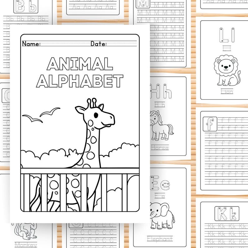 Animal Alphabet Tracing and Coloring Book | A-Z Worksheets for Kids ...