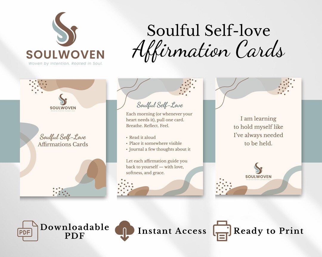 Self Love Affirmation Cards: Printable Deck With Box (digital Download ...