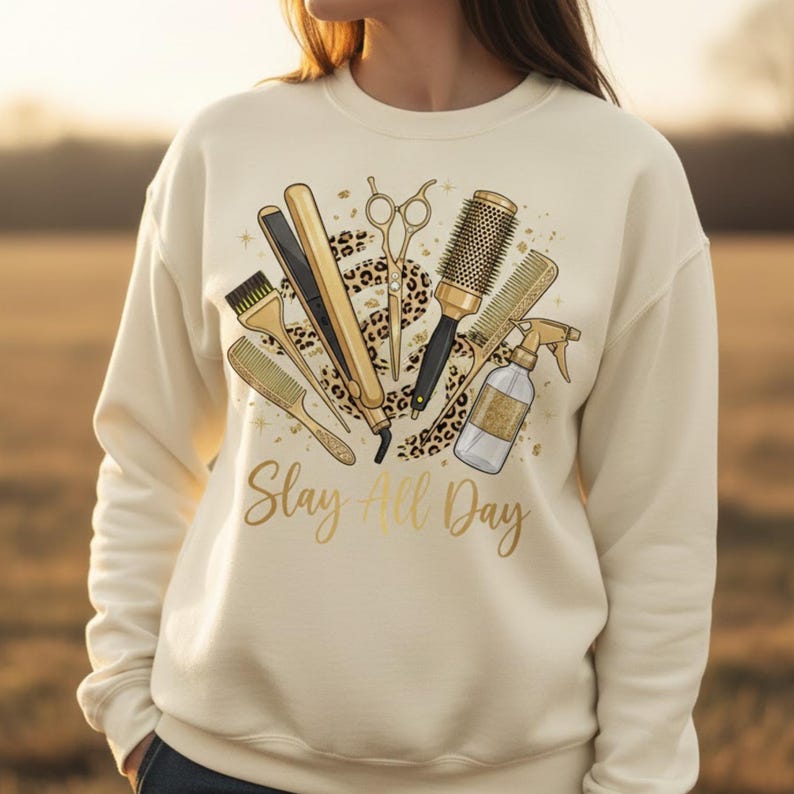 Sley All Day Hairstylist PNG With Gold Salon Tools - Etsy
