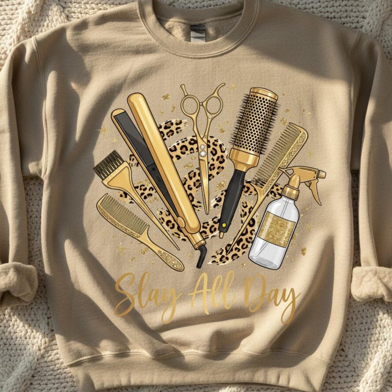 Sley All Day Hairstylist PNG With Gold Salon Tools - Etsy