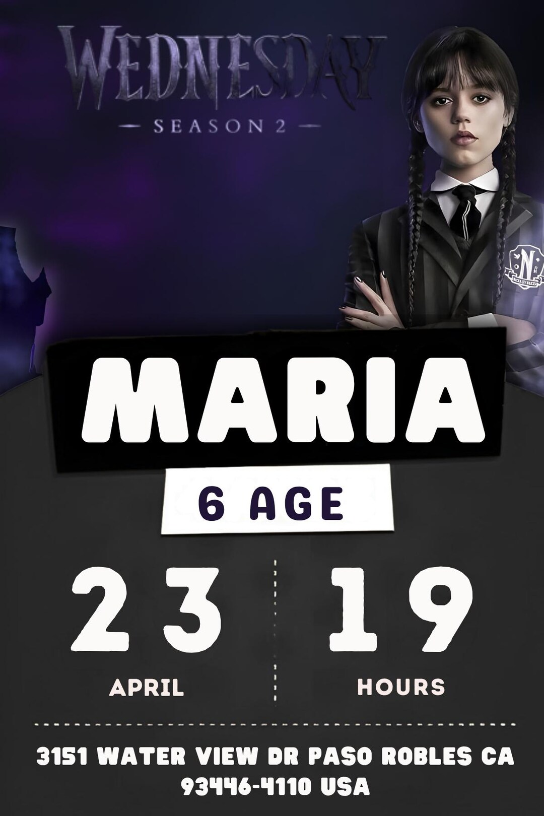 Wednesday Addams Birthday Invitation | Editable Season 2 Invite for ...