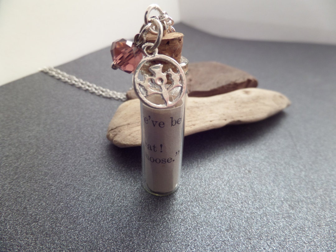 Scottish Jewelry, Poem in a Bottle Necklace With Thistle Charm, Antique ...