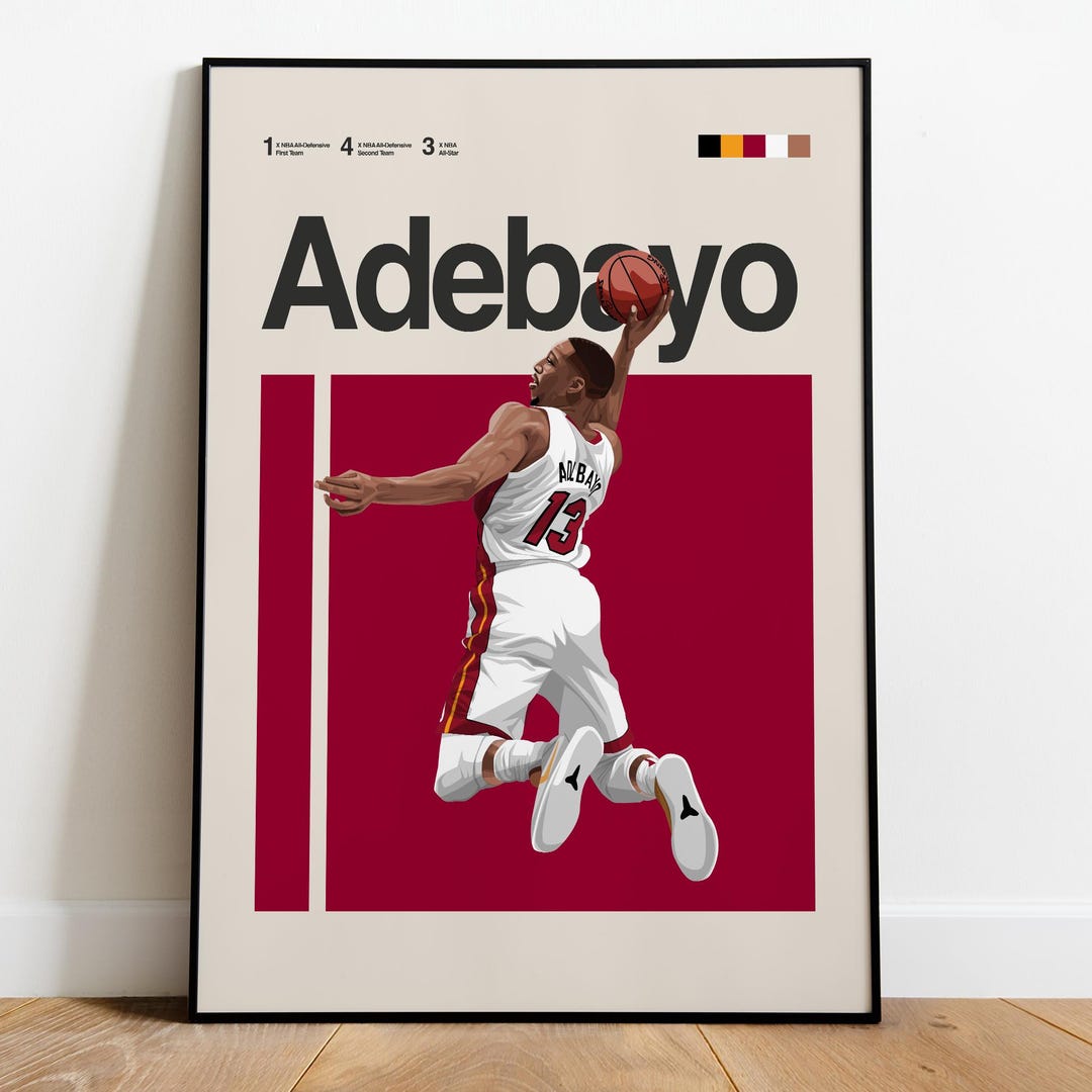 Bam Adebayo Dunking Basketball Poster – Slam Dunk Wall Art, Athlete ...